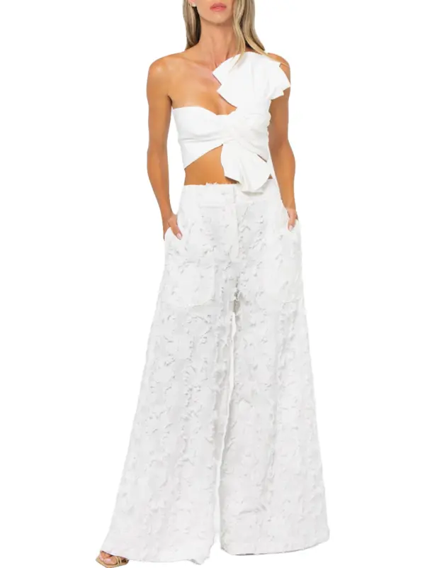 JBQ Oyster Twist-front Crop Top - Off White