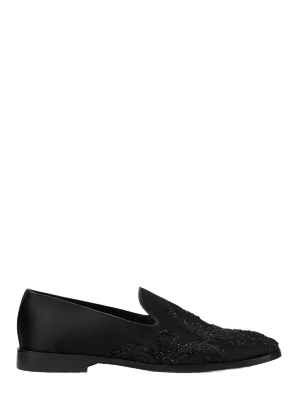 Versace Barocco Medusa Embroidered Slippers - Black