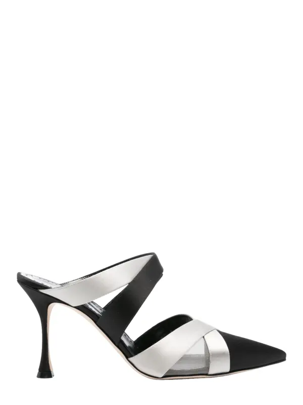 Manolo Blahnik 90mm Oyounak Mules - 00150334 - Blckmgry