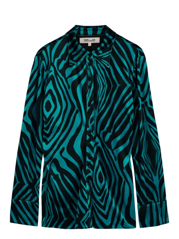 Diane Von Furstenberg Zebra-print Velvet Shirt - Blue