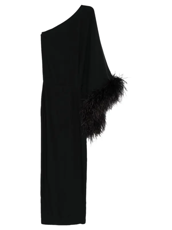 TALLER MARMO Eternity Feather-trimmed Dress - Black