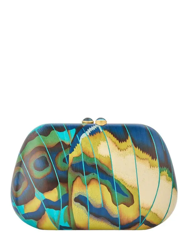 SILVIA FURMANOVICH 18k Yellow Gold Trapez Marquetry Clutch - Blue