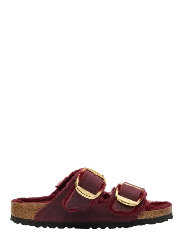 BIRKENSTOCK Arizona Leather Shearling Buckle Sandals - Zinfandel