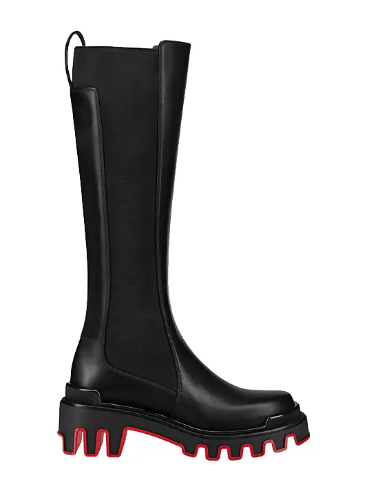CHRISTIAN LOUBOUTIN Marchacroche Dune Knee-high Leather Boots - Black