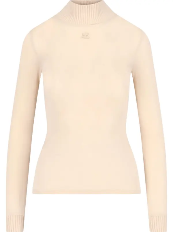 COURREGES Logo-patch Roll-neck Top - Pink