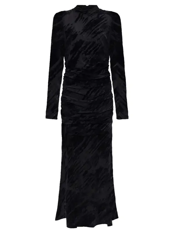 GESTUZ Long-sleeved Ankle-length Dress - Black
