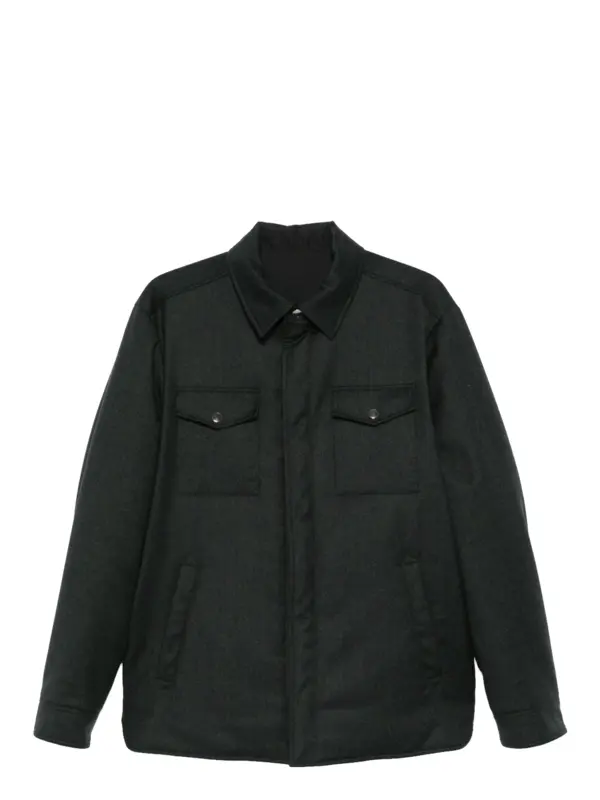 Canali Reversible Wool Jacket - Green