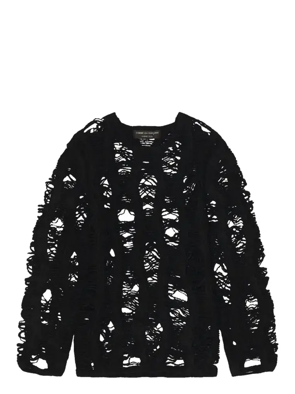 Comme Des Garçons Worsted Yarn Splashed Pattern Pullover - Black