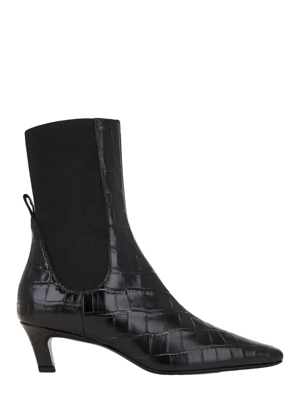 TOTÊME The Mid Heel Leather Boot - Black