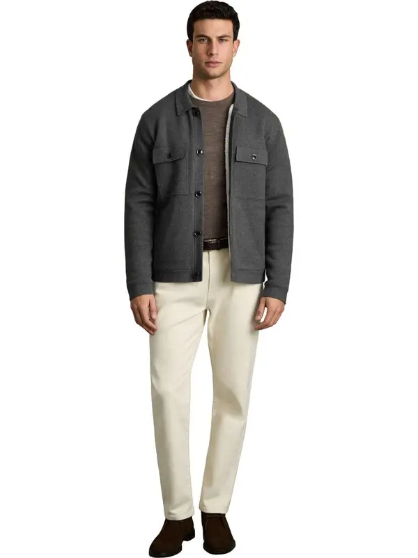 REISS Heritage Fleece-lined Jacket - Mid Grey Melange