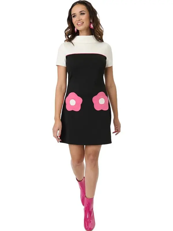 SMAK PARLOUR Mock Neck Color Block Mini Dress - Black