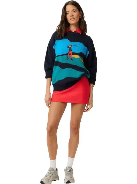 GOLDIE BYRD Golf Scene Cotton Sweater - Blue