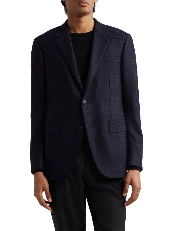 Zegna Cashmere & Linen Check Sport Coat - Navy
