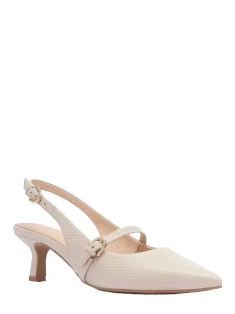 FRANKIE4 Coco Leather Slingback Kitten Heel Pumps - Ecru Weave