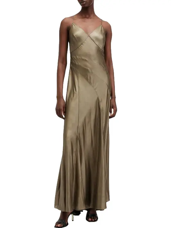 All Saints Lili Maxi Dress - Metallic Gold