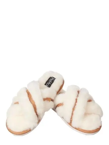 MEMOI Serena Faux Fur Slipper - Ivory