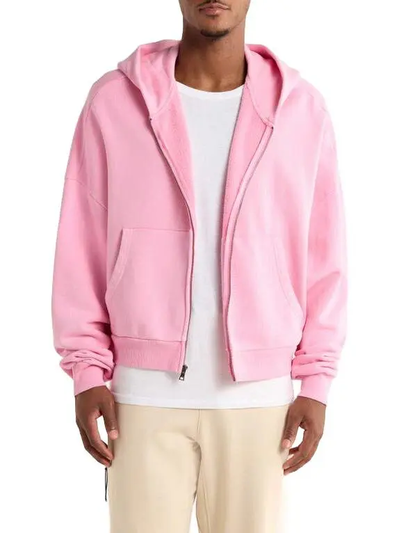ELWOOD Oversized Rectangle Zip Hoodie - Pink