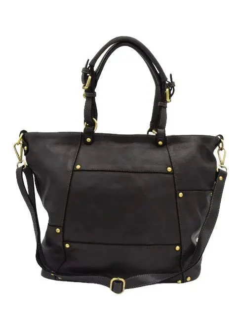 BOLSA NOVA Nora Patchwork Leather Tote - Black
