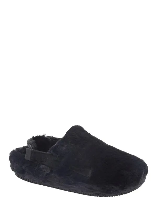 Nike Calm Faux Fur Mule - Black/ Black
