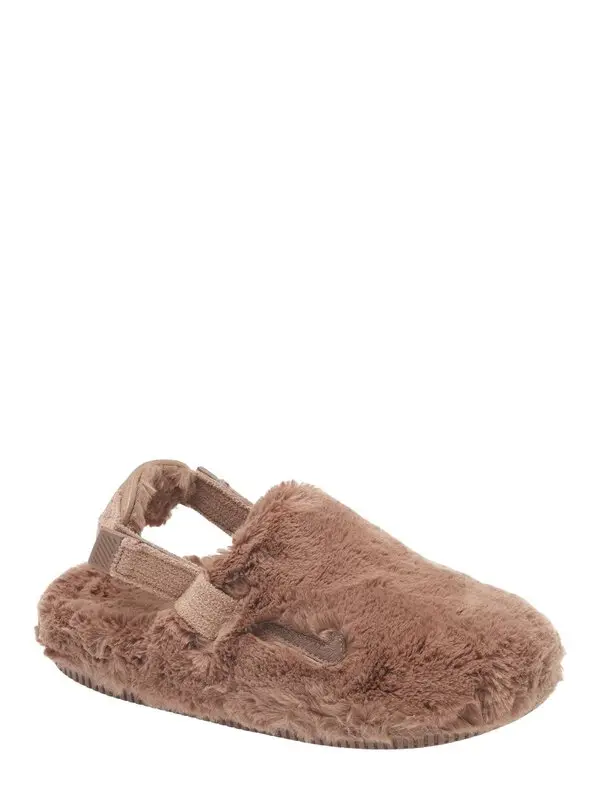 Nike Calm Faux Fur Mule - Mink Brown/ Brown