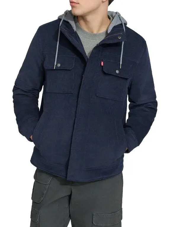 LEVI'S Hooded Corduroy Jacket - Navy