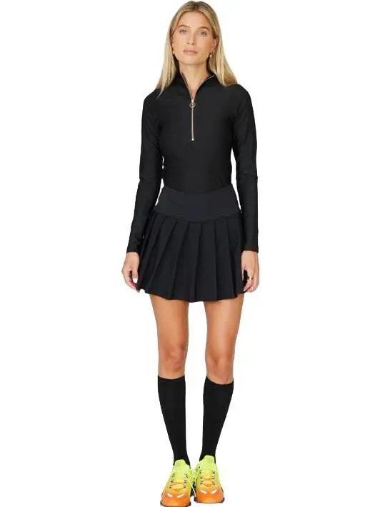 GOLDIE BYRD Long Sleeve Quarter Zip Top - Black