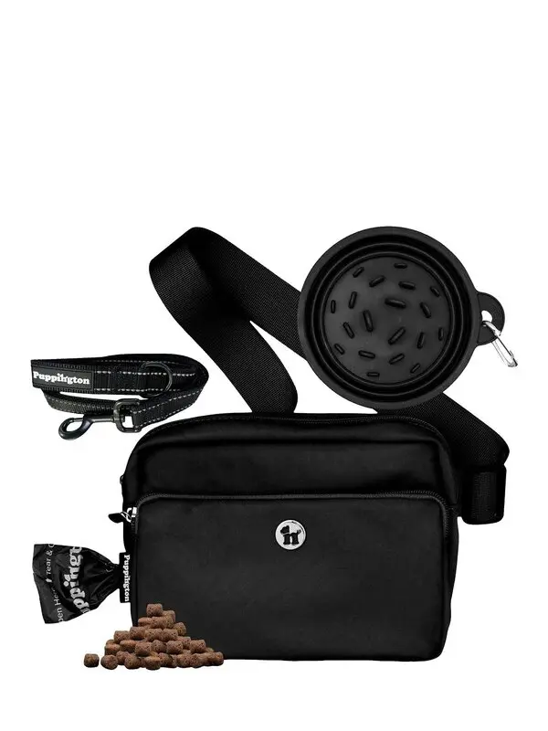 PUPPINGTON 3-in-1 Dog Walking Bag With Accessories - Onyx Black