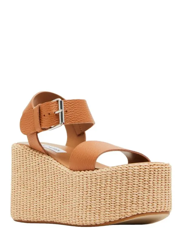 Steve Madden Sunset Platform Wedge Sandal - Tan Leather