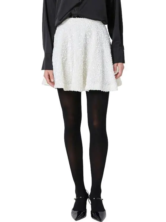 Endless Rose Sequin Mini Flared Skirt - Ivory