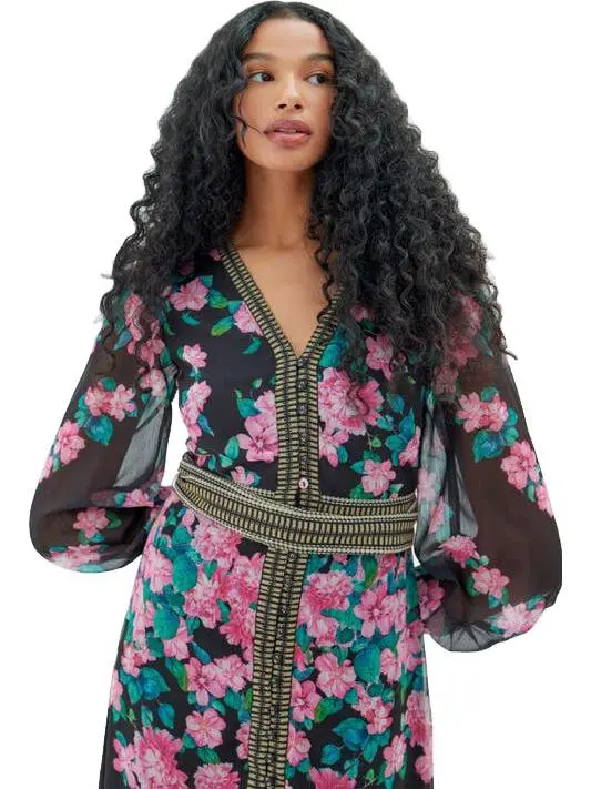 RAISHMA Athena Floral Dress - Black
