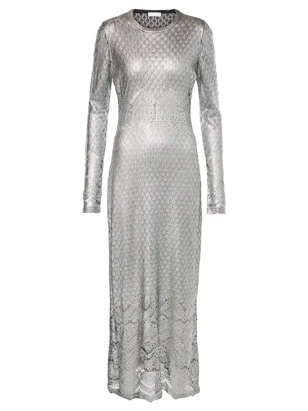 Rabanne Crochet Maxi Dress - Silver