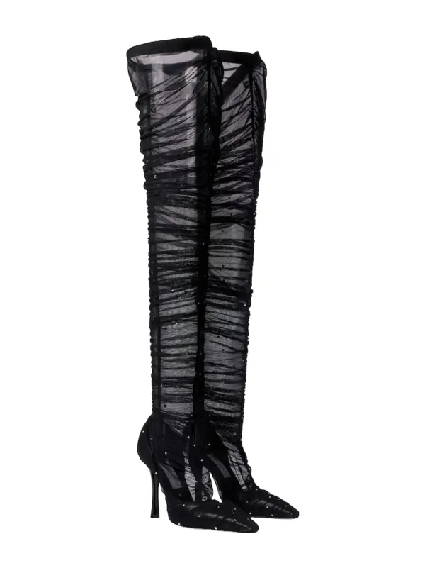 JIMMY CHOO Lotta 100 Embellished Over-the-knee Boots - Black