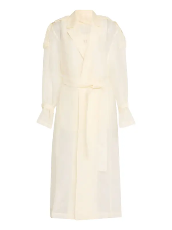 Lapointe Feather-cuff Organza Trench Coat - Cream