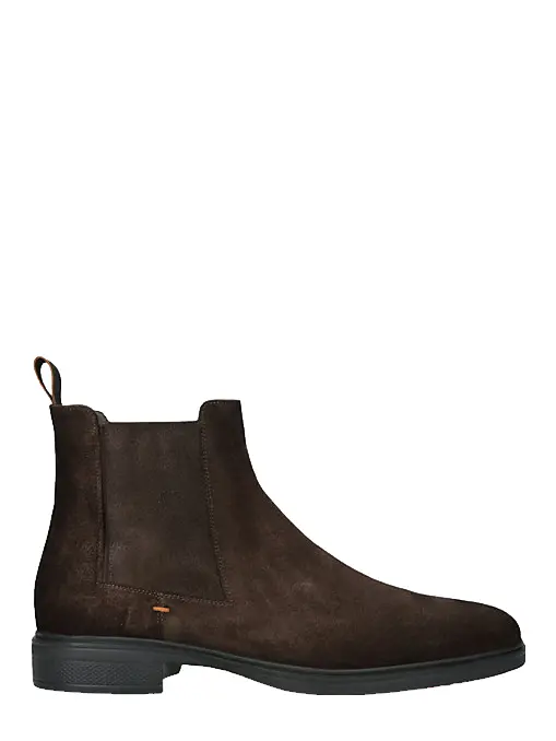 Santoni Suede Chelsea Boots - Dark Brown