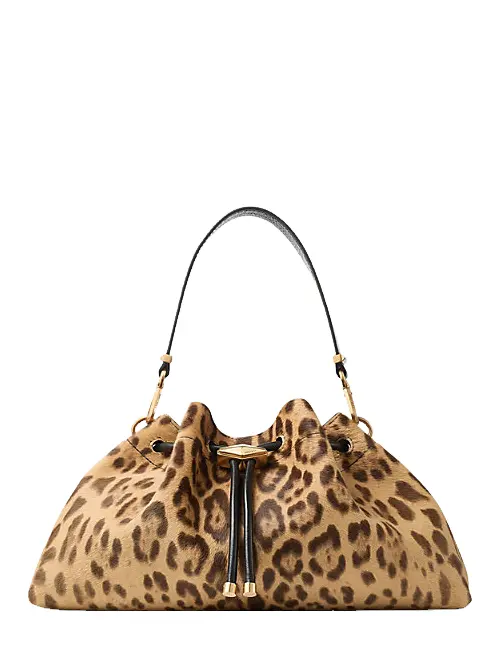 JIMMY CHOO Cinch Leopard-print Medium Shoulder Bag - Natural/gold