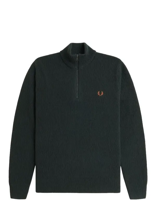 Fred Perry Zip-up Lambswool Shirt - Green