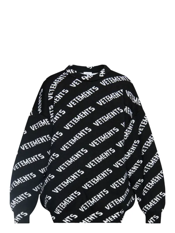 Vetements Logo-intarsia Sweater - Black