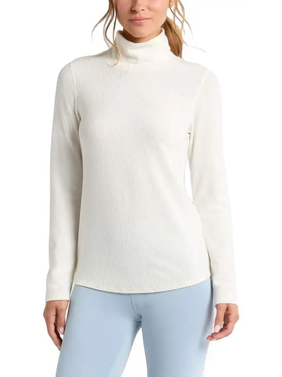 Zella Cozy Ribbed Mock Neck Top - Ivory Egret