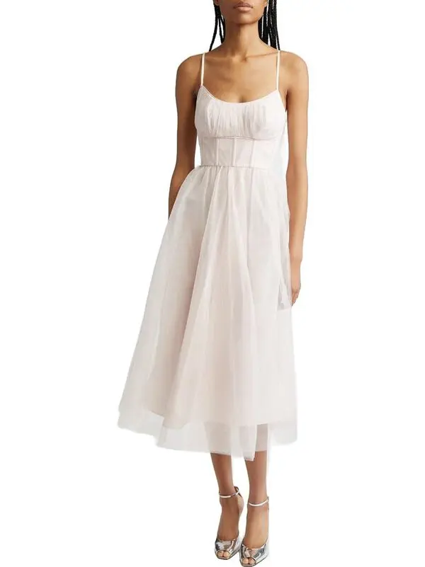 Zimmermann Corset Bodice Tulle Dress - Pale Pink