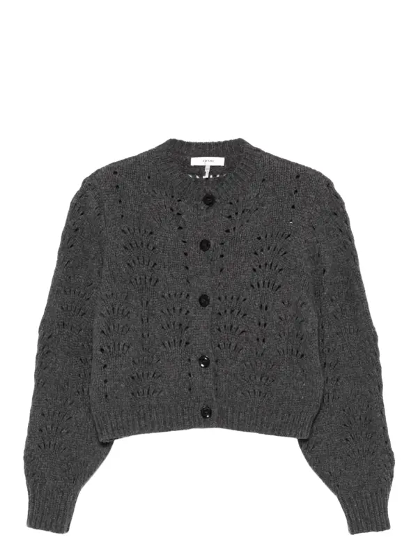 FRAME Textured Merino Wool Cardigan - Grey