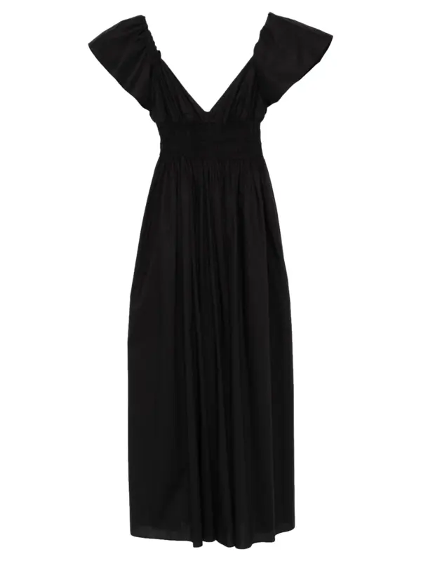 Matteau Flutter-sleeved Midi Dress - Black