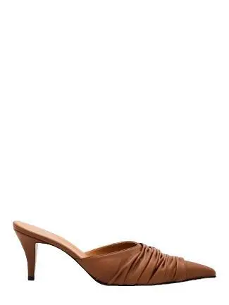 Alexander McQueen Ruched Leather Mule Pumps - Rust