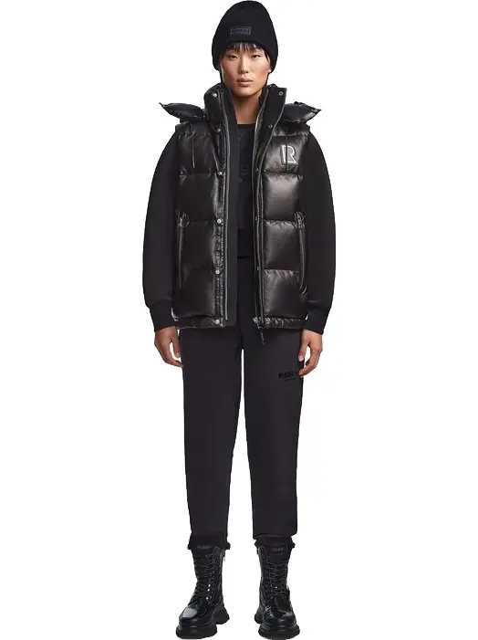 Rudsak Ren X Leather Puffer Vest - Black