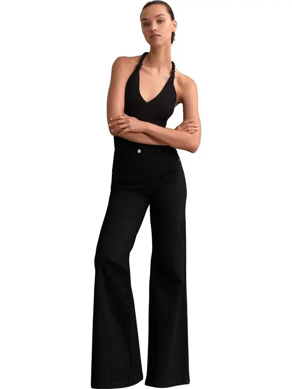 REISS Bonnie Mid-rise Flared Jeans - Black