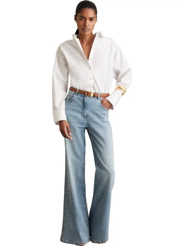 REISS Bonnie Mid-rise Flared Jeans - Light Blue