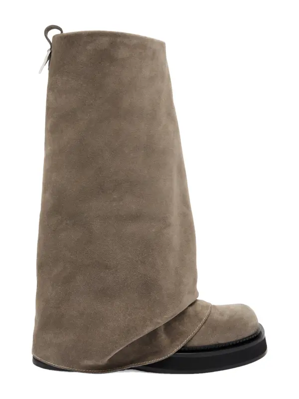 Attico Robin Suede Combat Boots - Taupe