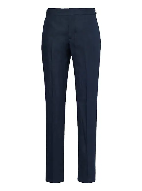 Orlebar Brown Mid-rise Regular-fit Linen Trousers - Night Iris