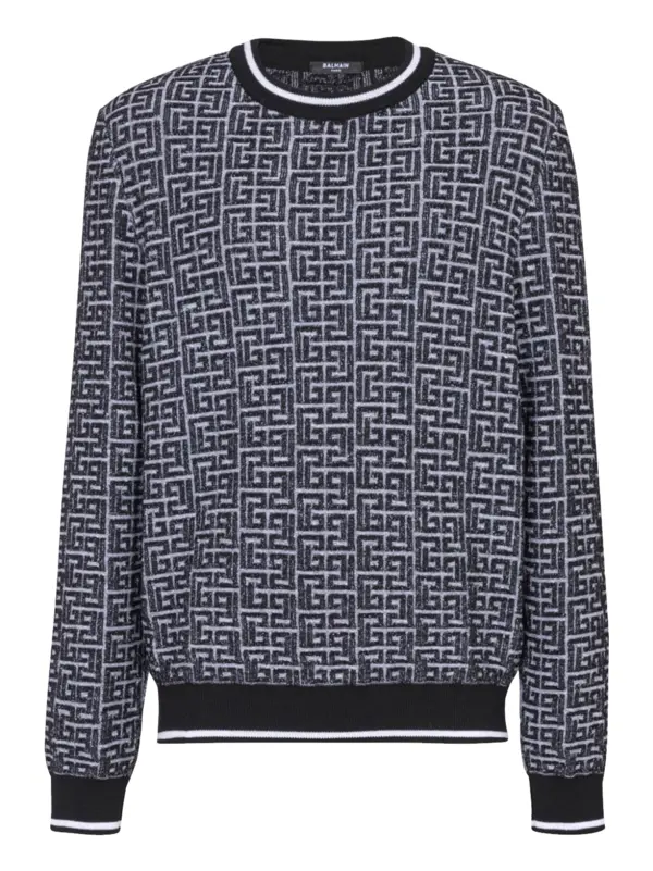 Balmain Patterned Jacquard Sweater - Black