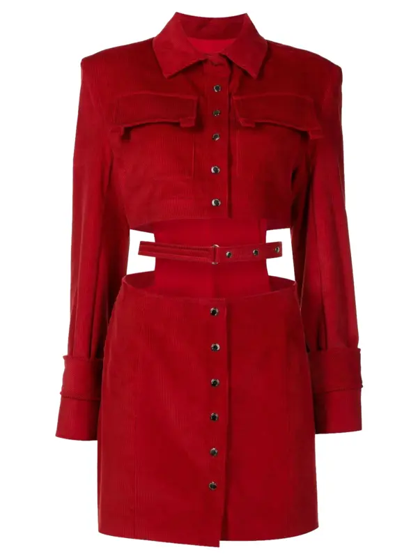 GLORIA COELHO Corduroy Cut-out Mini Dress - Red