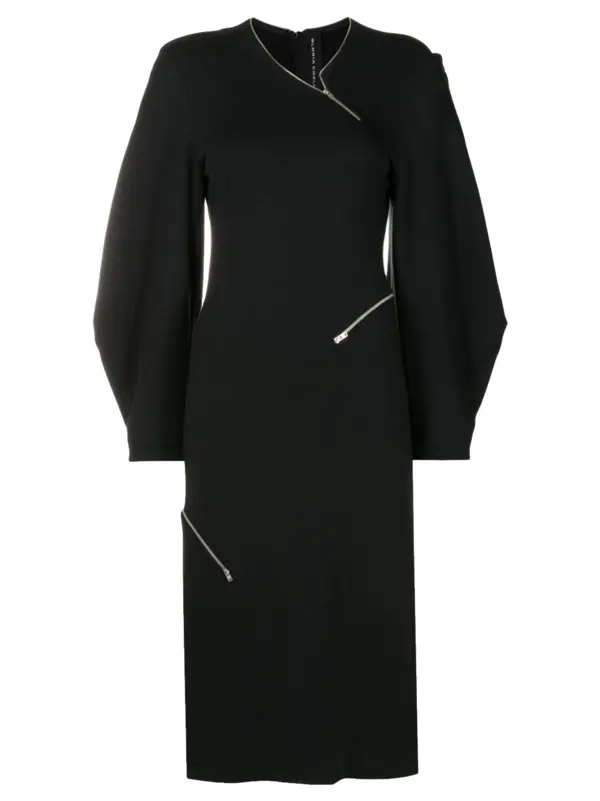 GLORIA COELHO Zip-detailed Midi Dress - Black